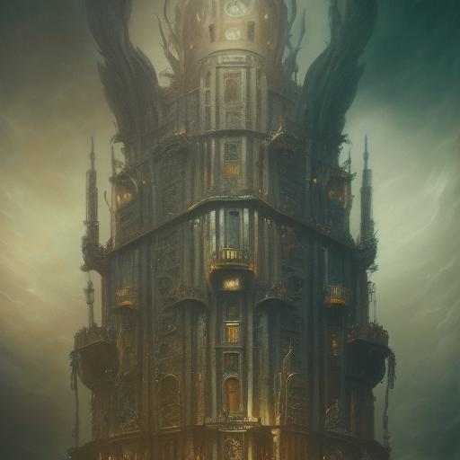 AI generated image for quoate 'an Fritz lang style film of an tower ...