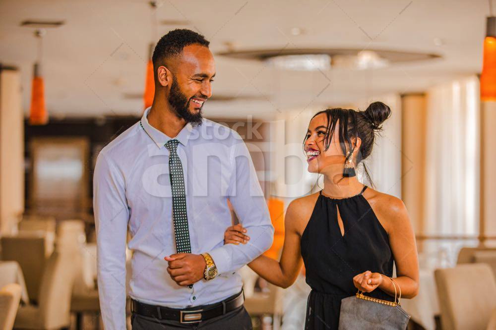 Romantic Restaurant Setting for Couple in Stunning Black Dress ...