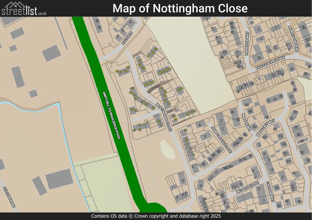 Nottingham Close in Ampthill, Bedfordshire - maps, house prices & crime ...