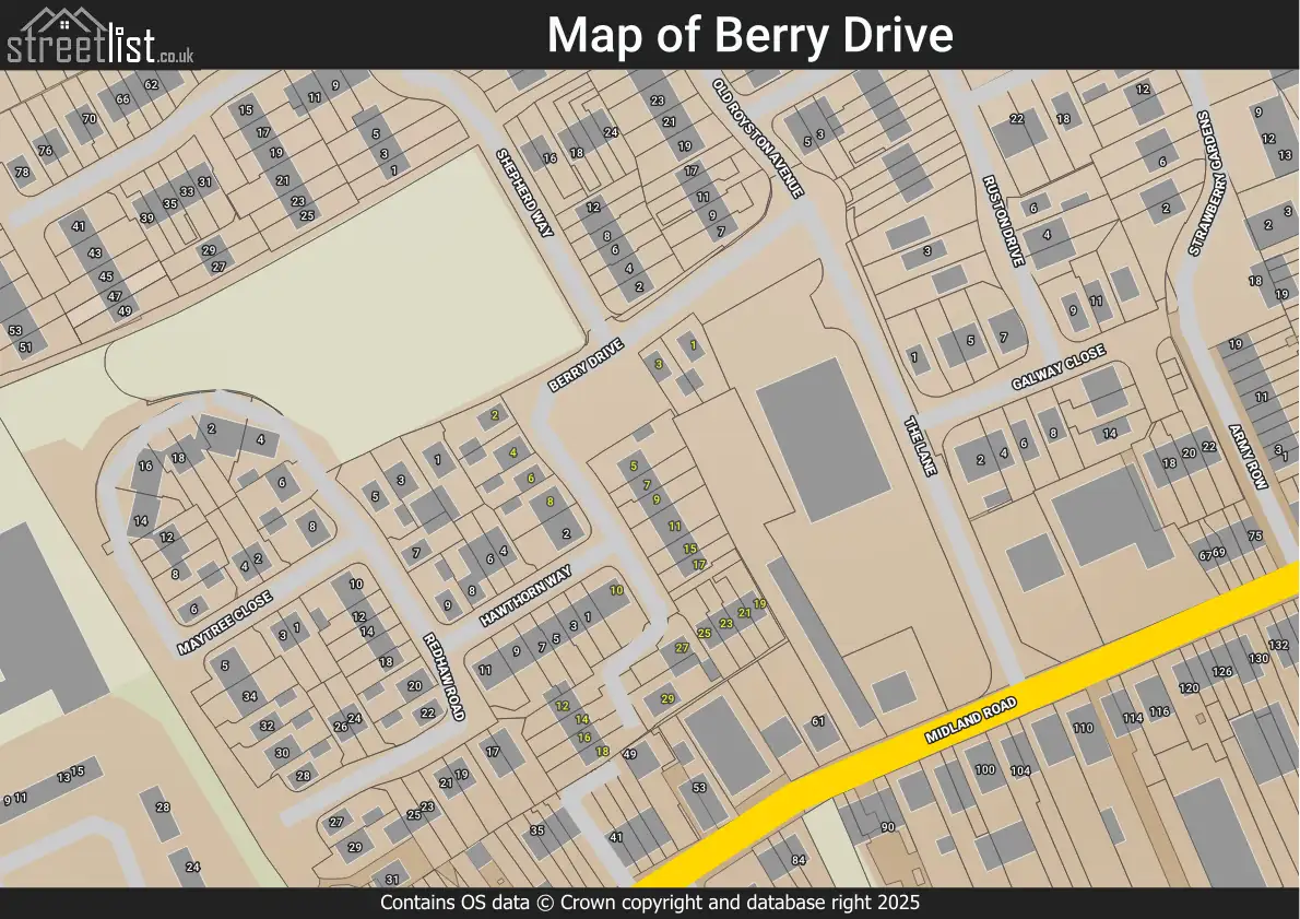 Berry Drive, Barnsley, Royston, South Yorkshire | Street map, property ...