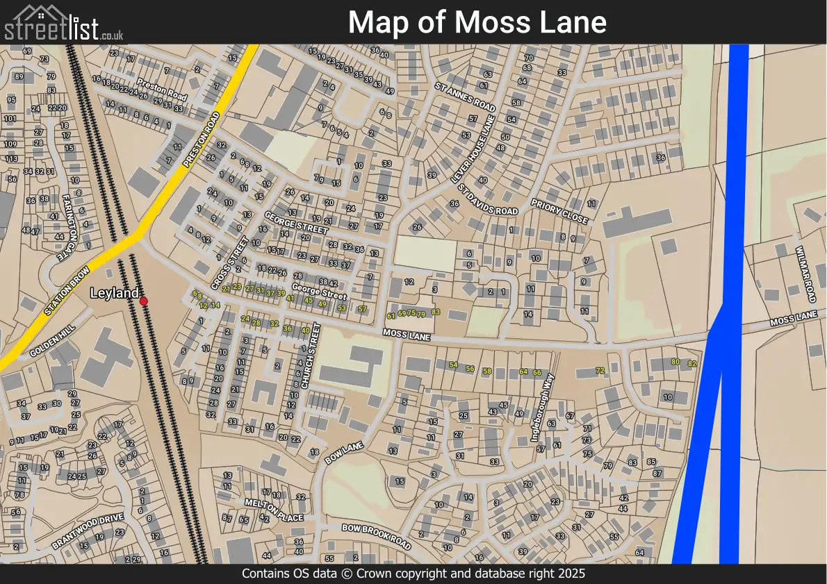 Moss Lane, Leyland, Lancashire | Street map, property and local ...