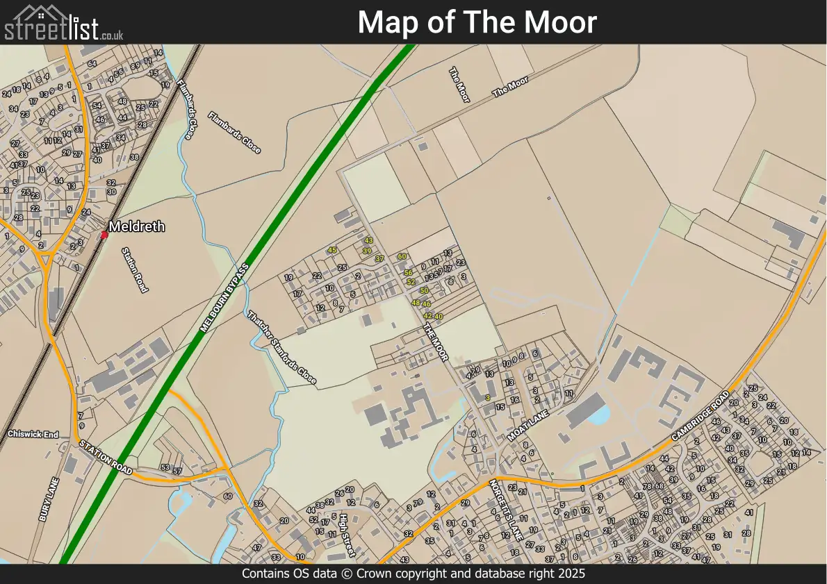 The Moor, Melbourn, Cambridgeshire | Street map, property and local ...