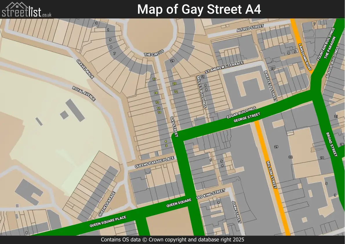Gay Street A4 in Bath, City Centre, Somerset - maps, house prices ...