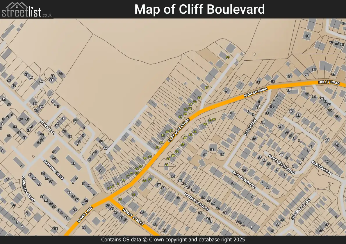 Cliff Boulevard, Kimberley, Nottinghamshire | Street map, property and ...