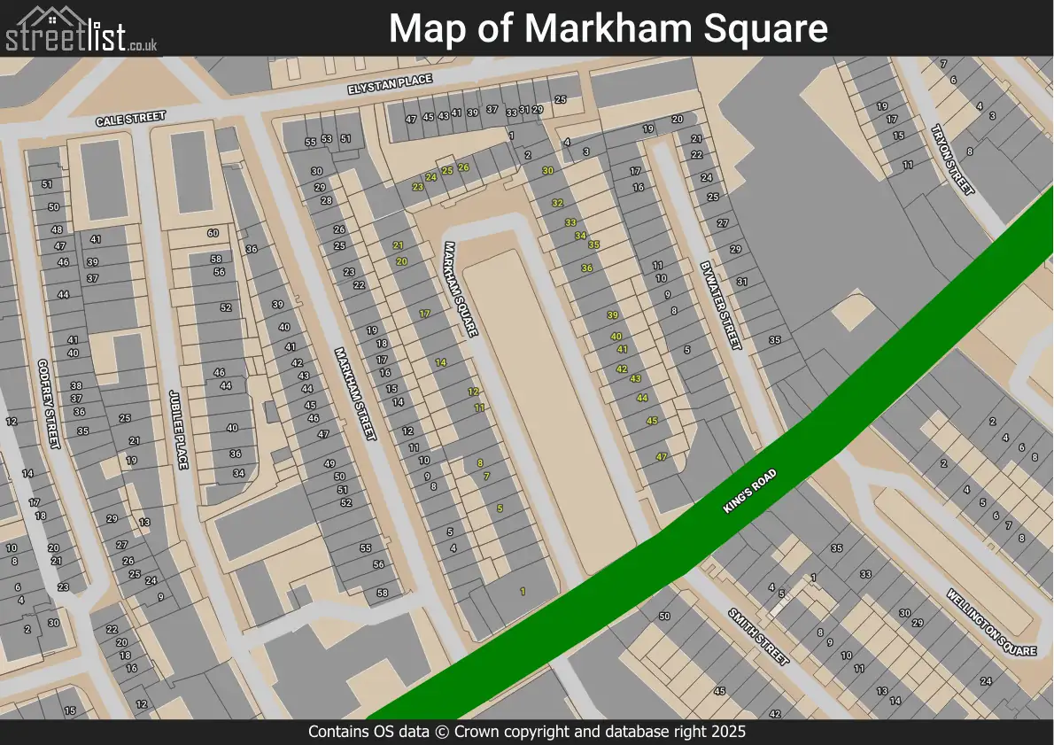 Markham Square, London, Greater London | Street map, property and local ...