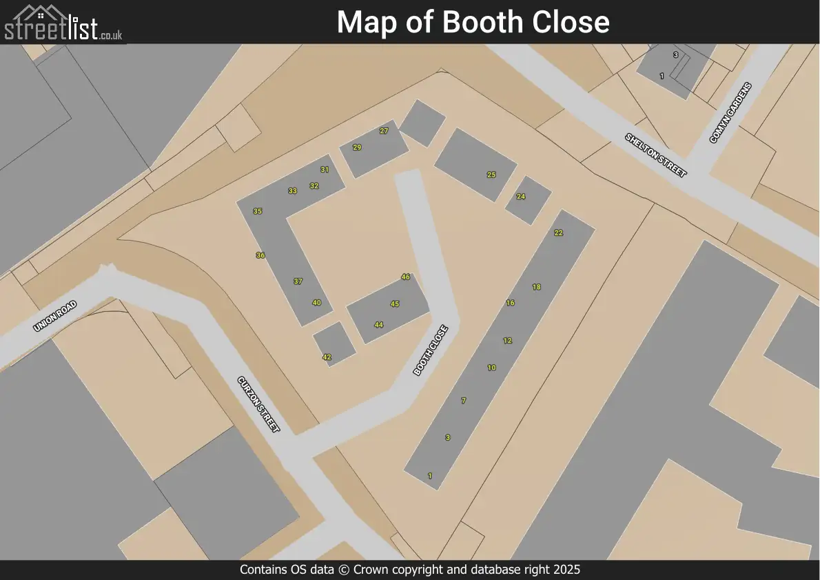 Booth Close, Nottingham, Nottinghamshire | Street map, property and ...