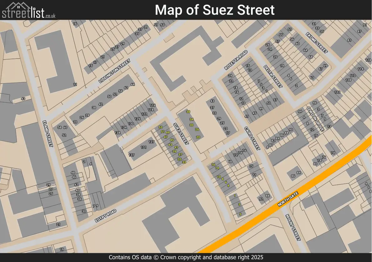 Suez Street, Nottingham, Nottinghamshire | Street map, property and ...