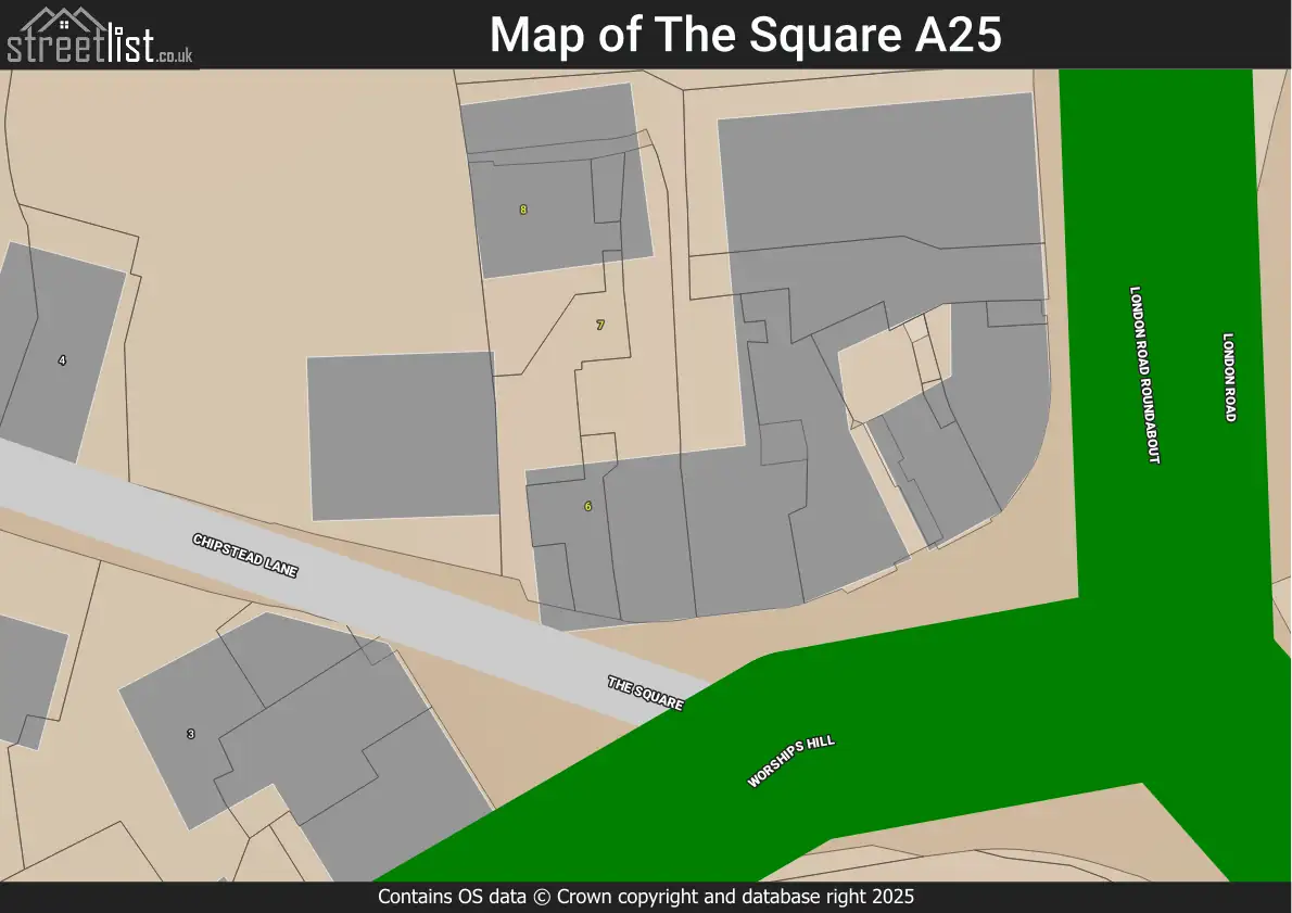 The Square A25, Riverhead, Kent | Street map, property and local ...