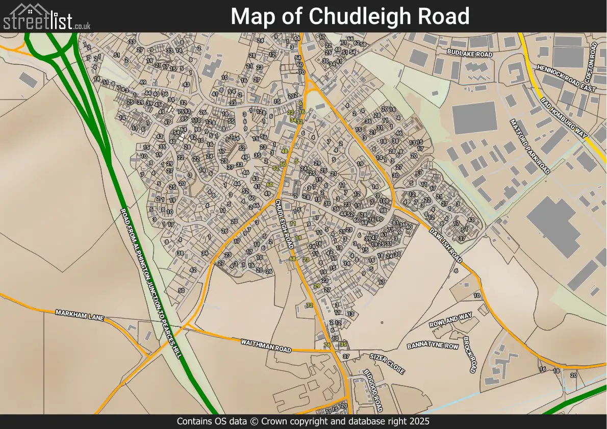 Chudleigh Road, Exeter, Devon | Street map, property and local ...