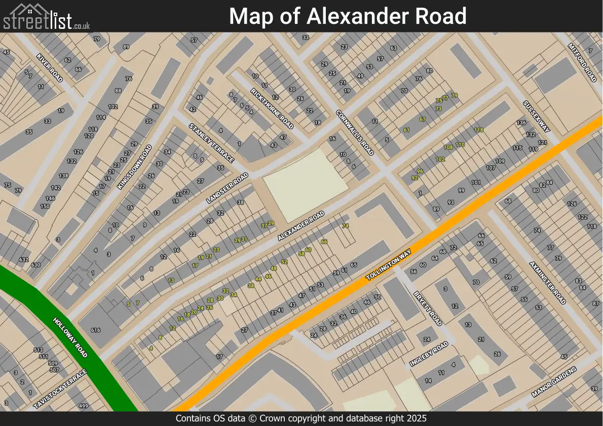 Alexander Road in London, Islington, Greater London - maps, house ...