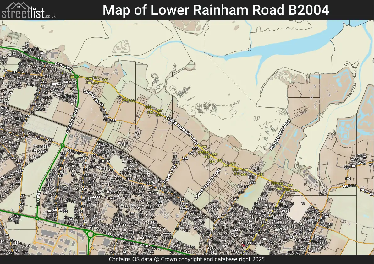 Lower Rainham Road B2004 in Gillingham, Rainham, Kent - maps, house ...