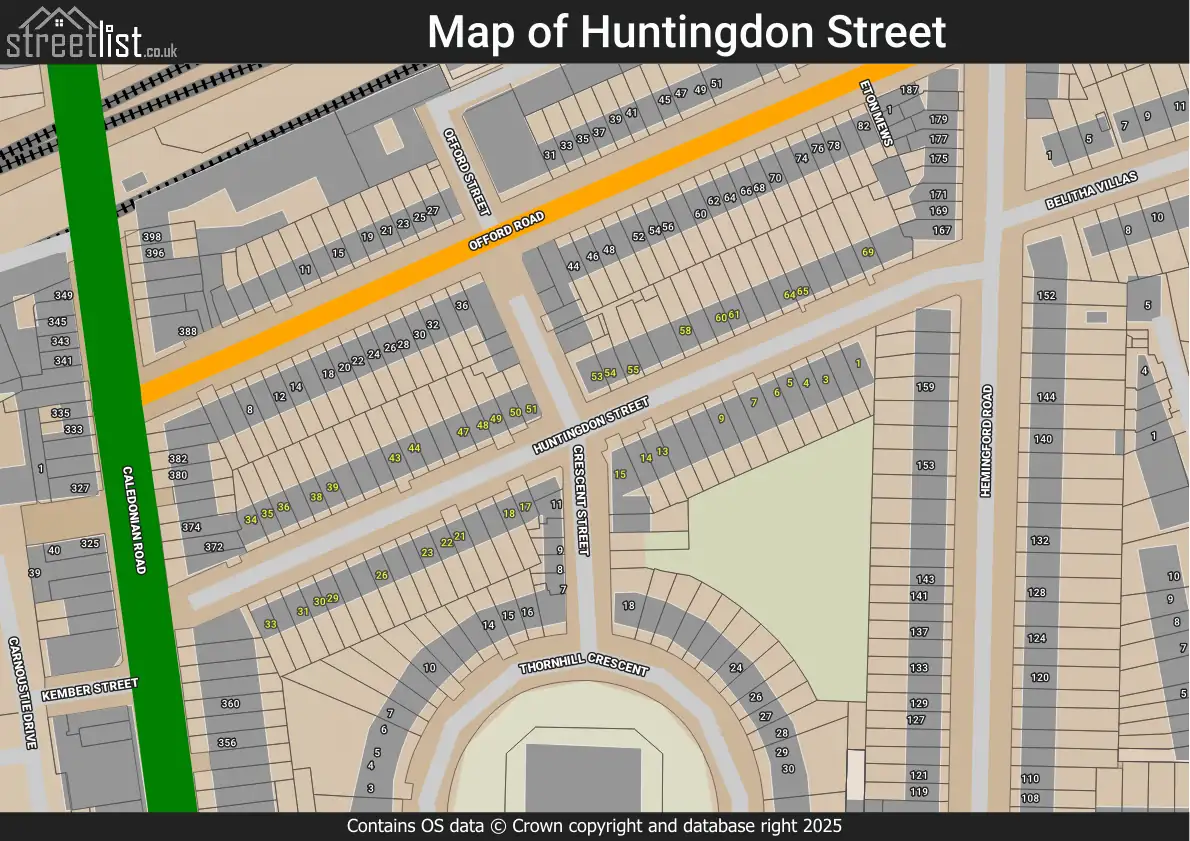 Huntingdon Street in London, Islington, Greater London - maps, house ...