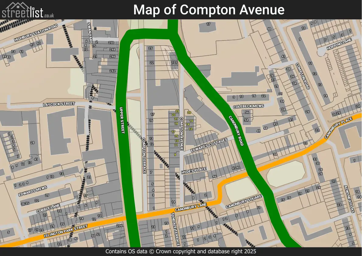 Compton Avenue in London, Islington, Greater London - maps, house ...
