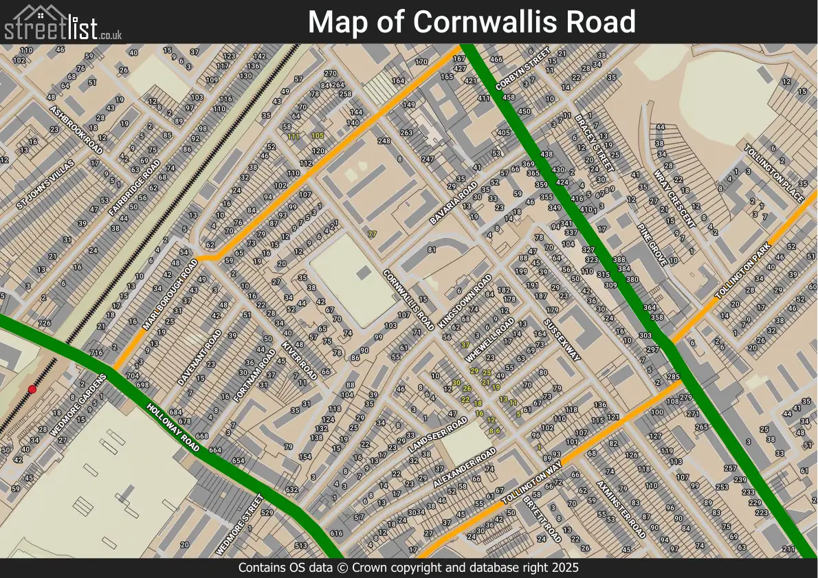 Cornwallis Road, London, Islington, Greater London | Street map ...