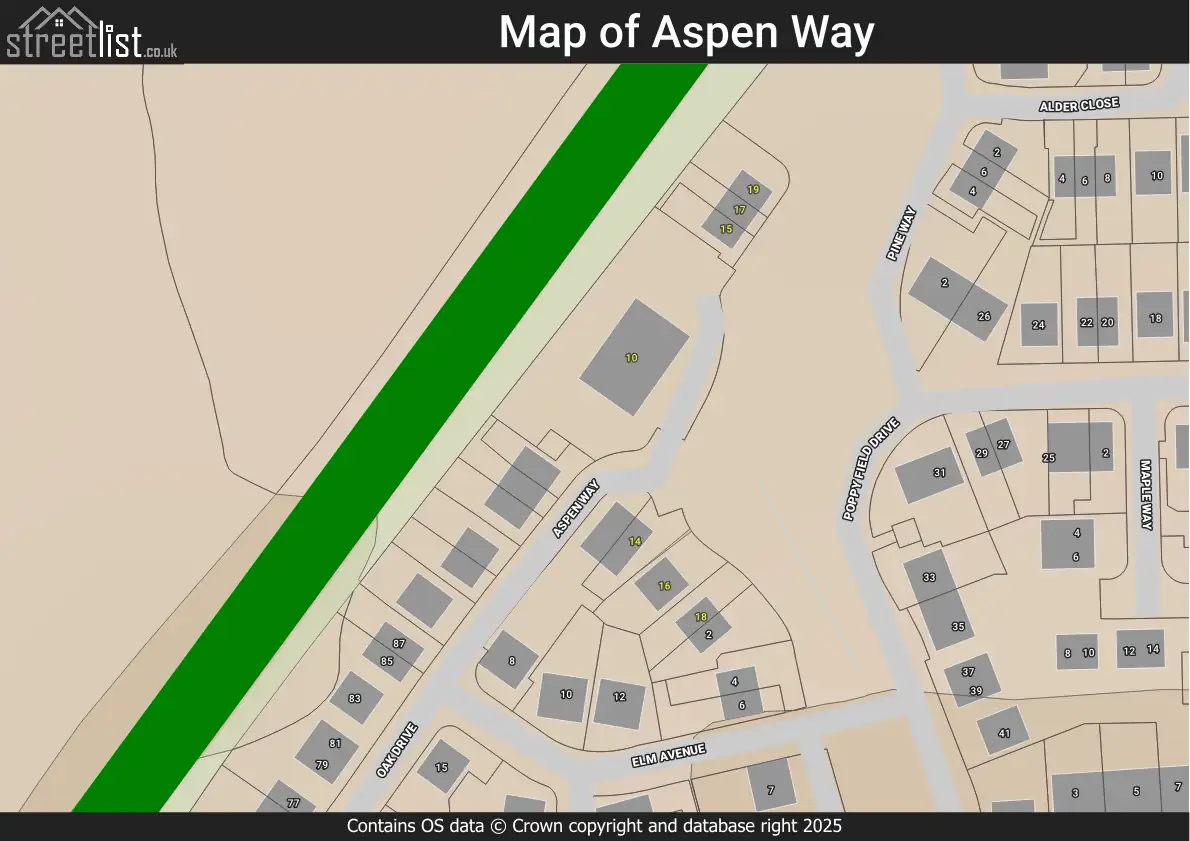 Aspen Way, Eng: Penyffordd Cym: Penyffordd, Clwyd | Street map ...