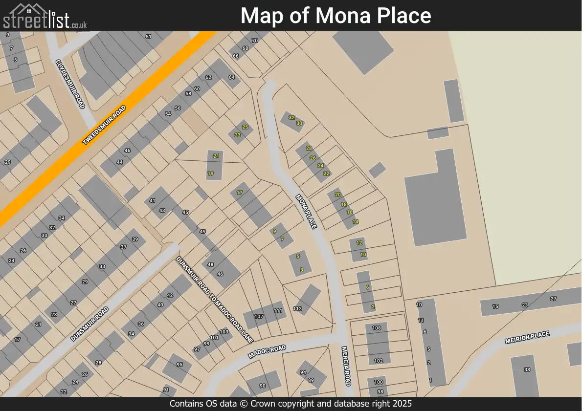 Mona Place, Eng: Cardiff Cym: Caerdydd, Eng: Splott Cym: Sblot, South ...