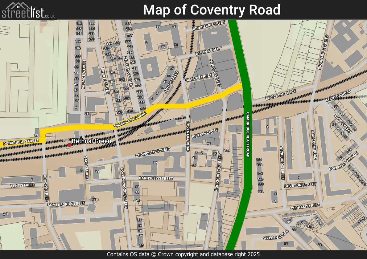 Coventry Road in London, Greater London - maps, house prices & crime ...