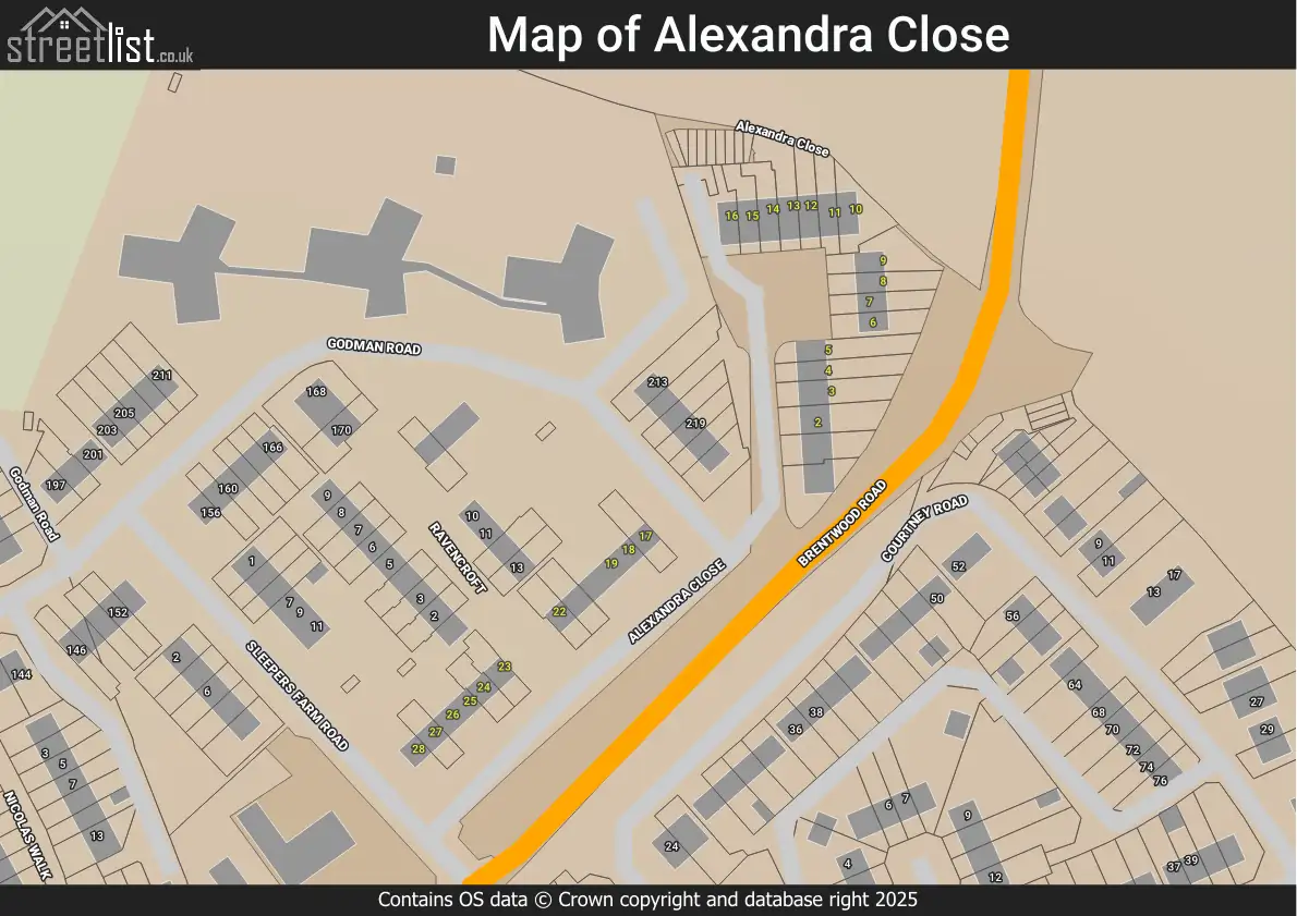 Alexandra Close, Chadwell St Mary, Essex | Street map, property and ...
