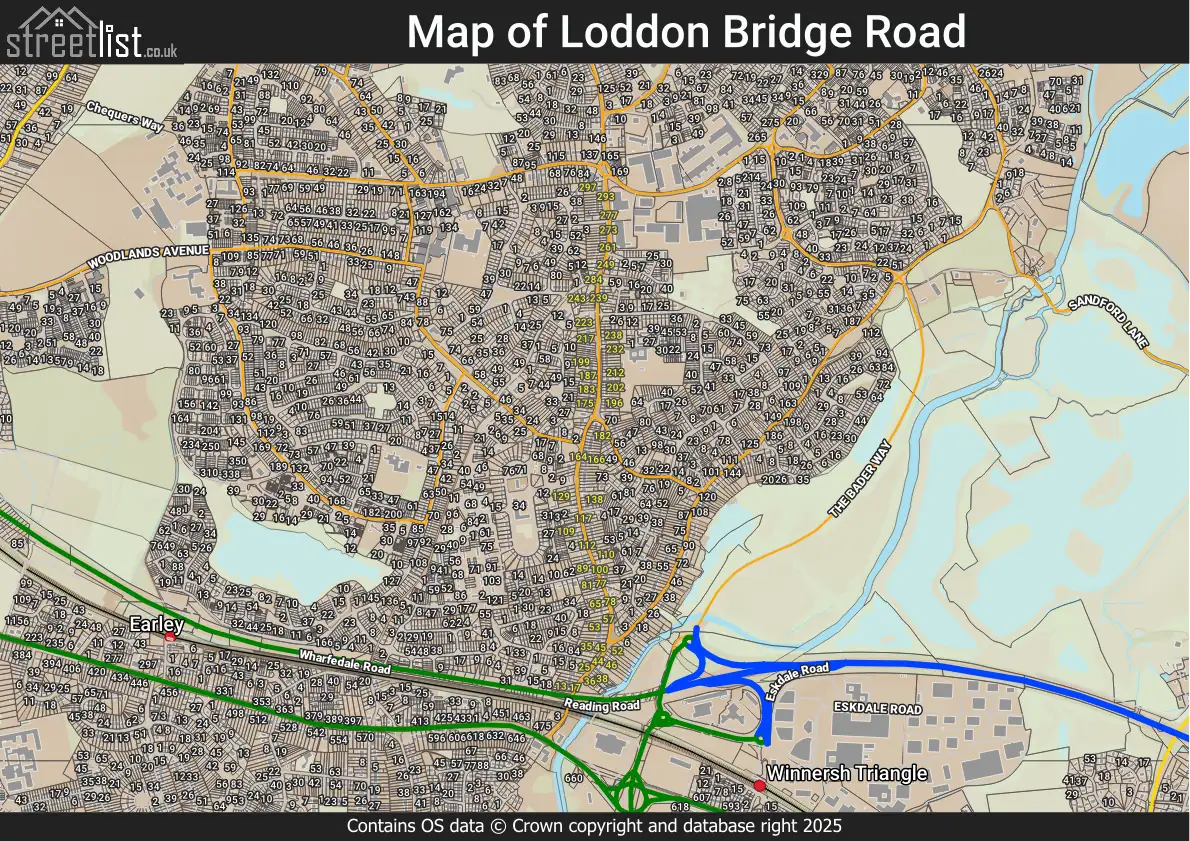 Loddon Bridge Road in Woodley, Berkshire - maps, house prices & crime ...