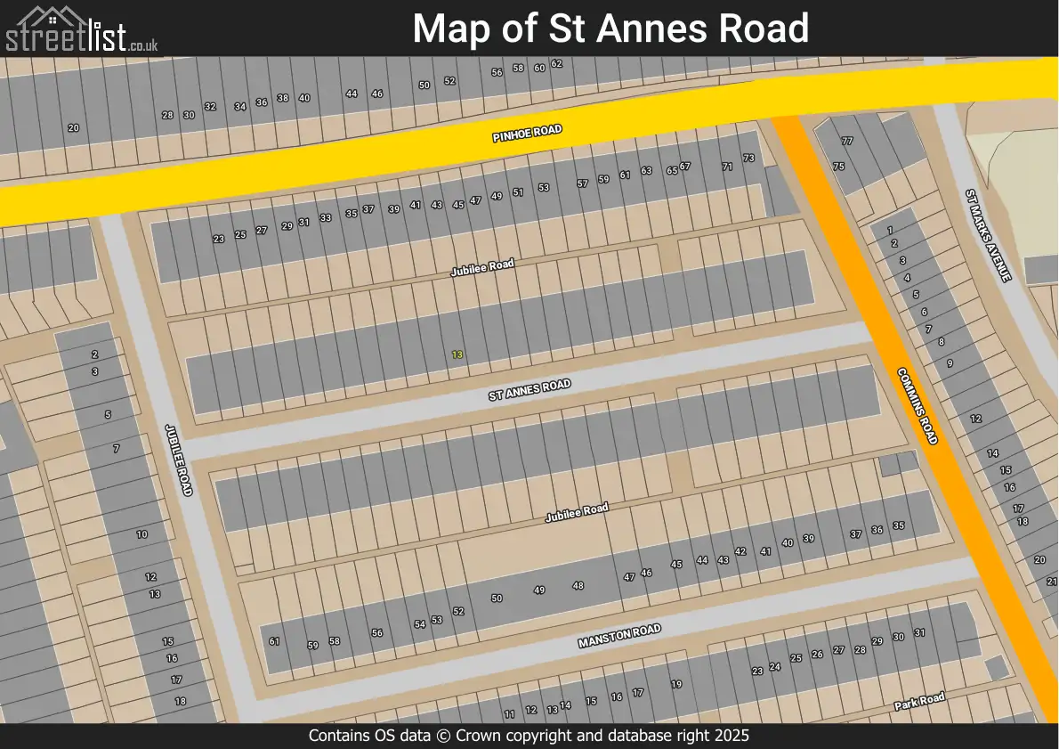 St Annes Road, Exeter, Devon | Street map, property and local ...