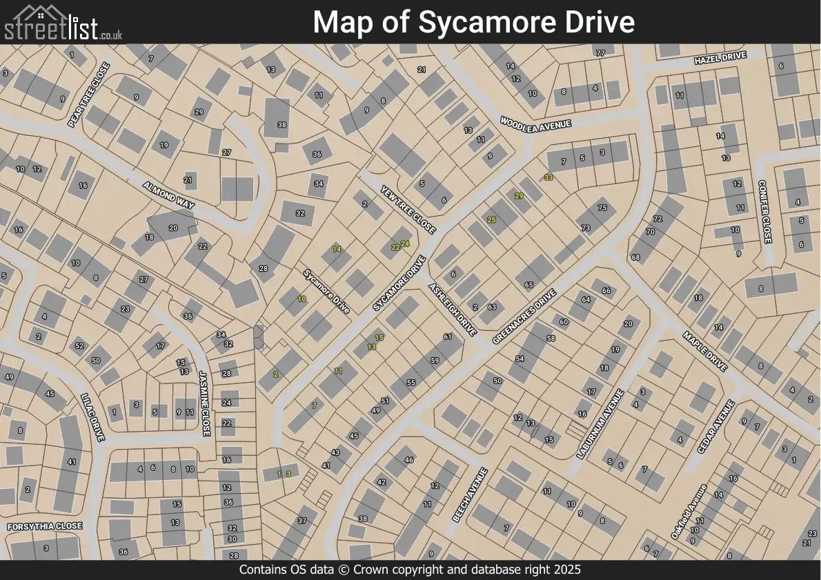 Sycamore Drive in Lutterworth, Leicestershire - maps, house prices ...