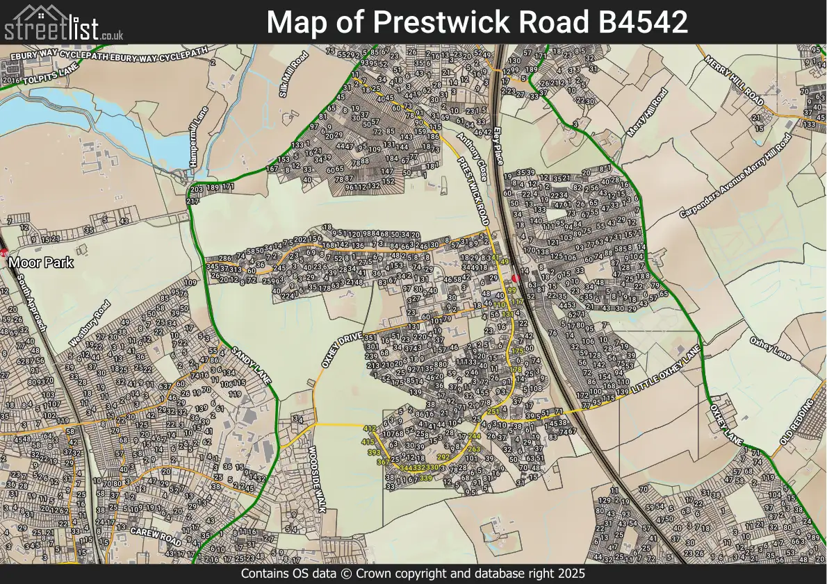 Prestwick Road B4542 in South Oxhey, Hertfordshire - maps, house prices ...