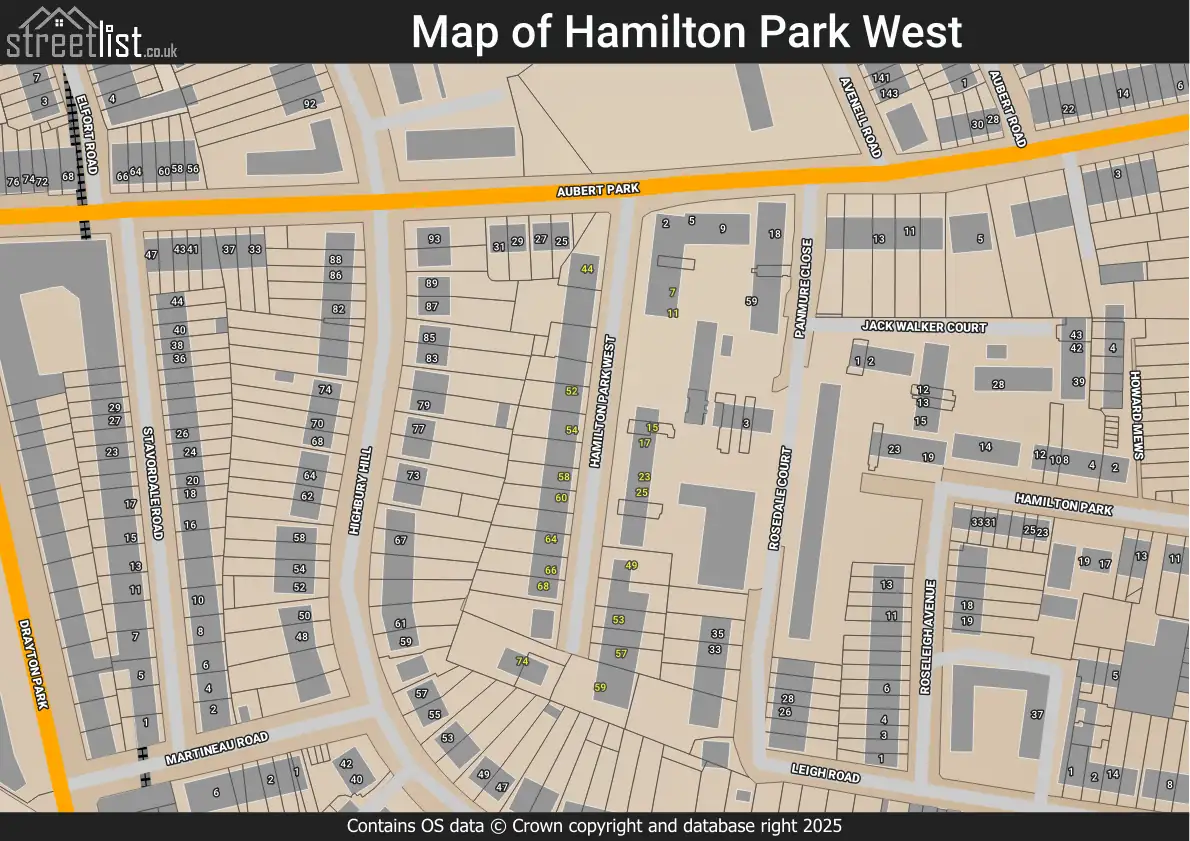 Hamilton Park West, London, Islington, Greater London | Street map ...