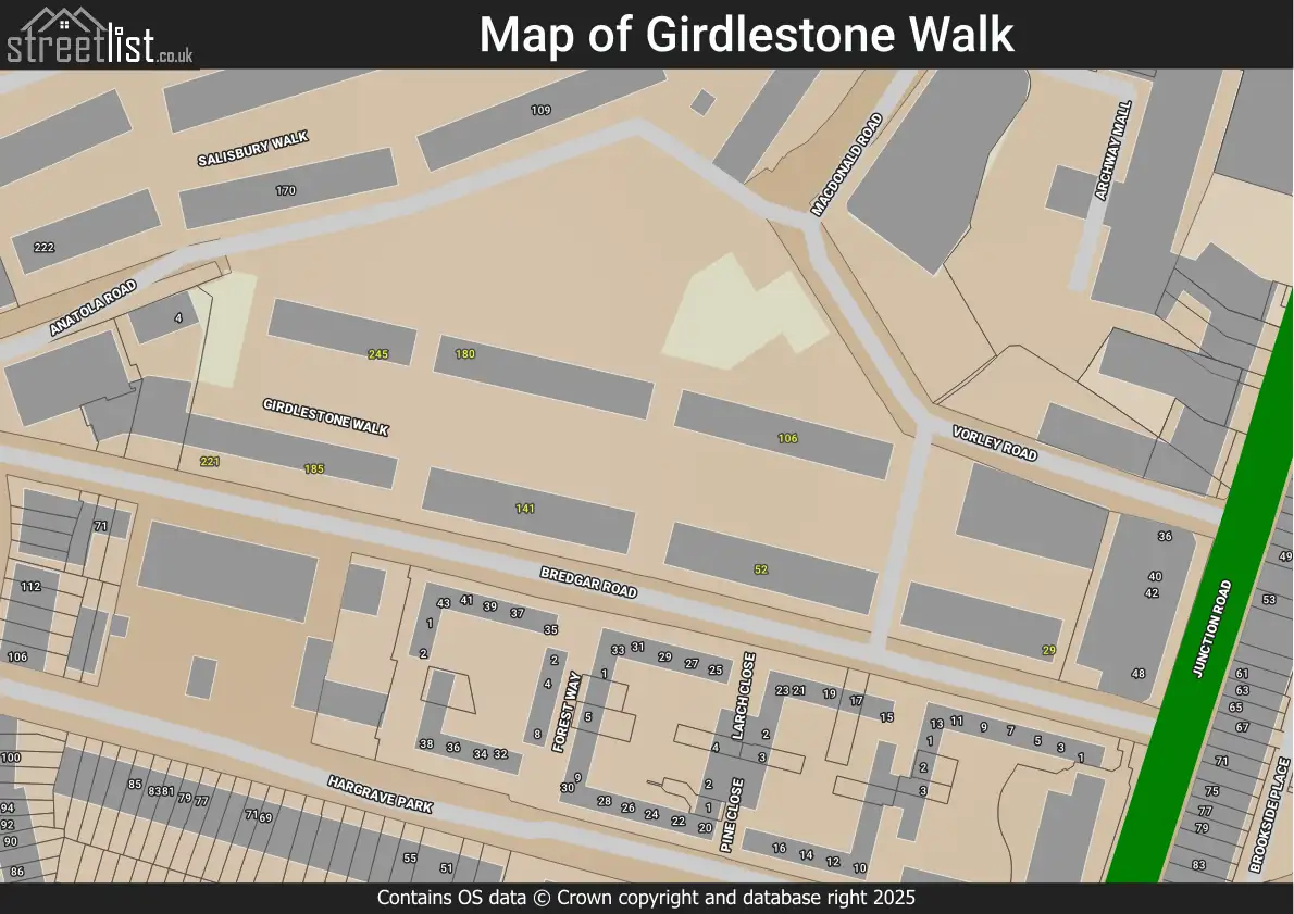 Girdlestone Walk, London, Islington, Greater London | Street map ...