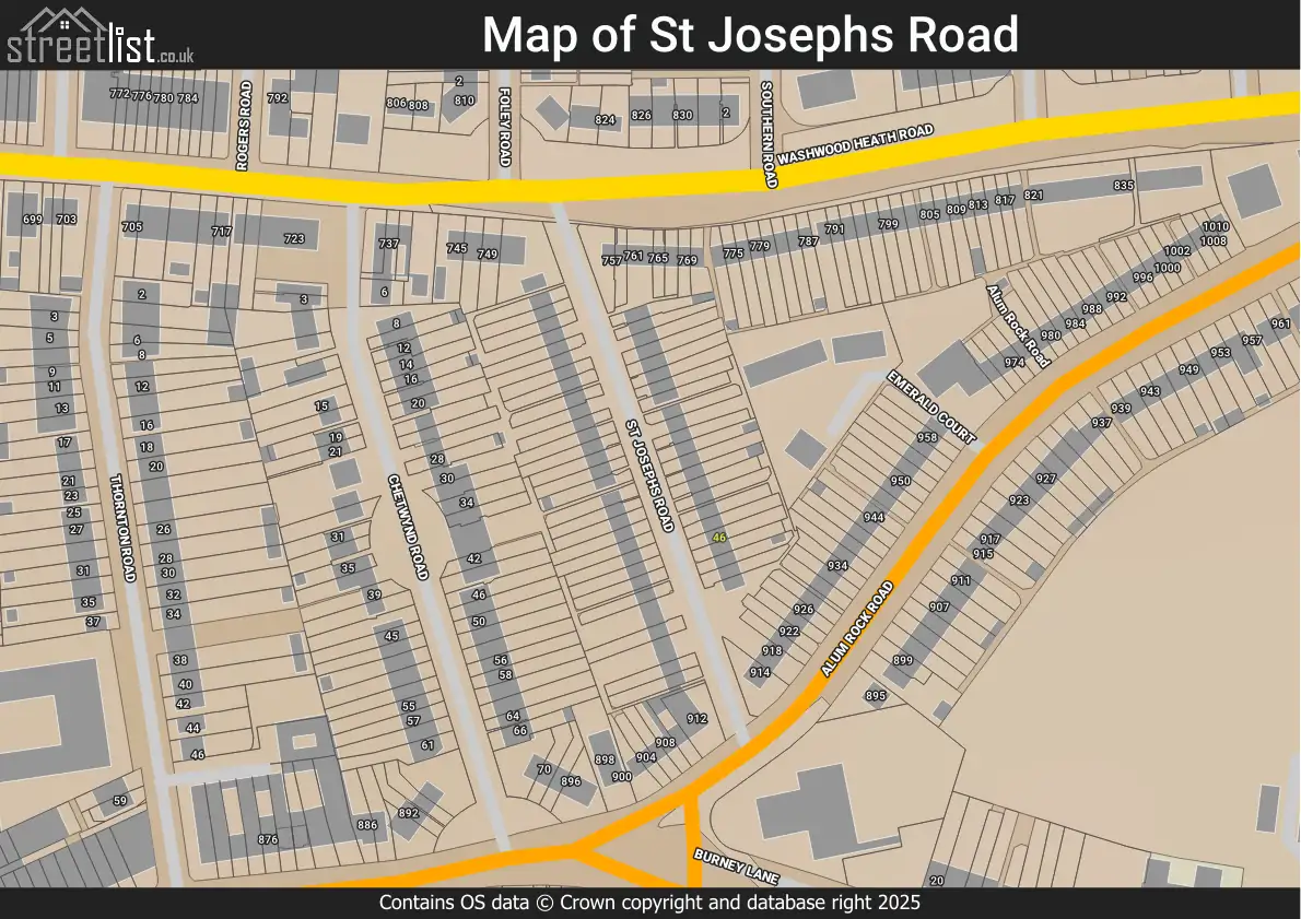 St Josephs Road, Birmingham, West Midlands | Street map, property and ...