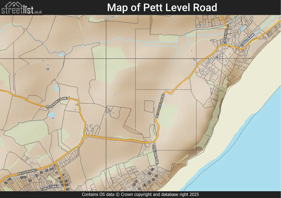 Pett Level Road in Fairlight, East Sussex - maps, house prices & crime ...