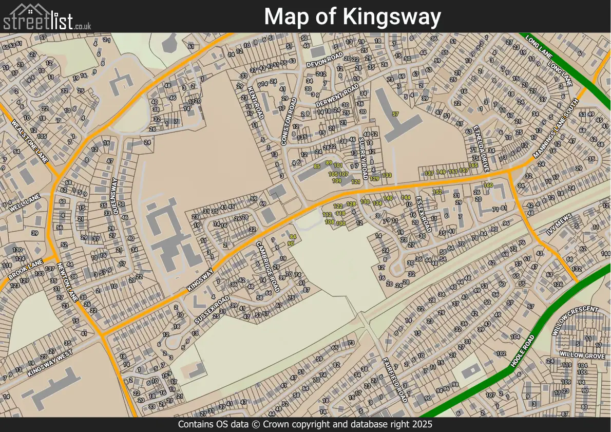 Kingsway, Chester, Cheshire | Street map, property and local ...