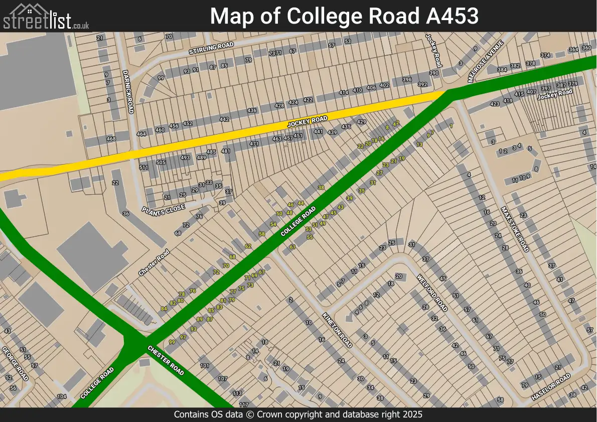 College Road A453 in Sutton Coldfield, Sutton Vesey, West Midlands ...
