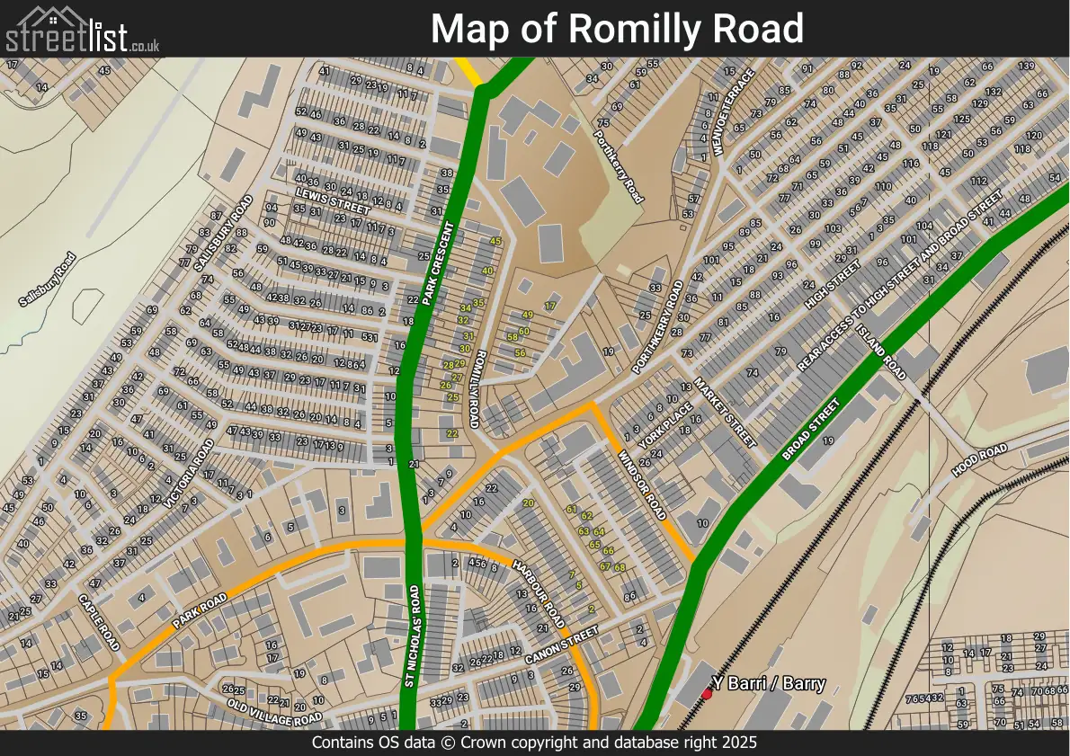 Romilly Road, Eng: Barry Cym: Barry, South Glamorgan | Street map ...