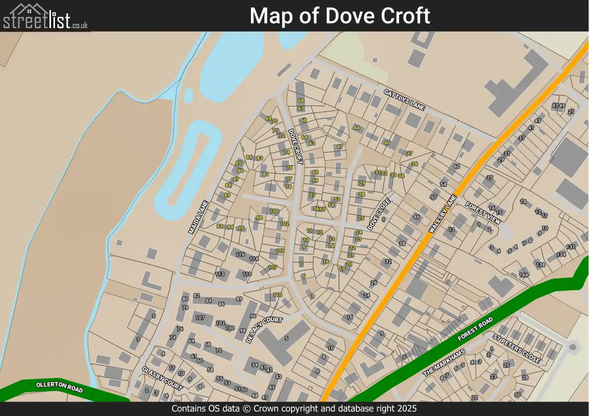 Dove Croft in Ollerton, Nottinghamshire - maps, house prices & crime ...