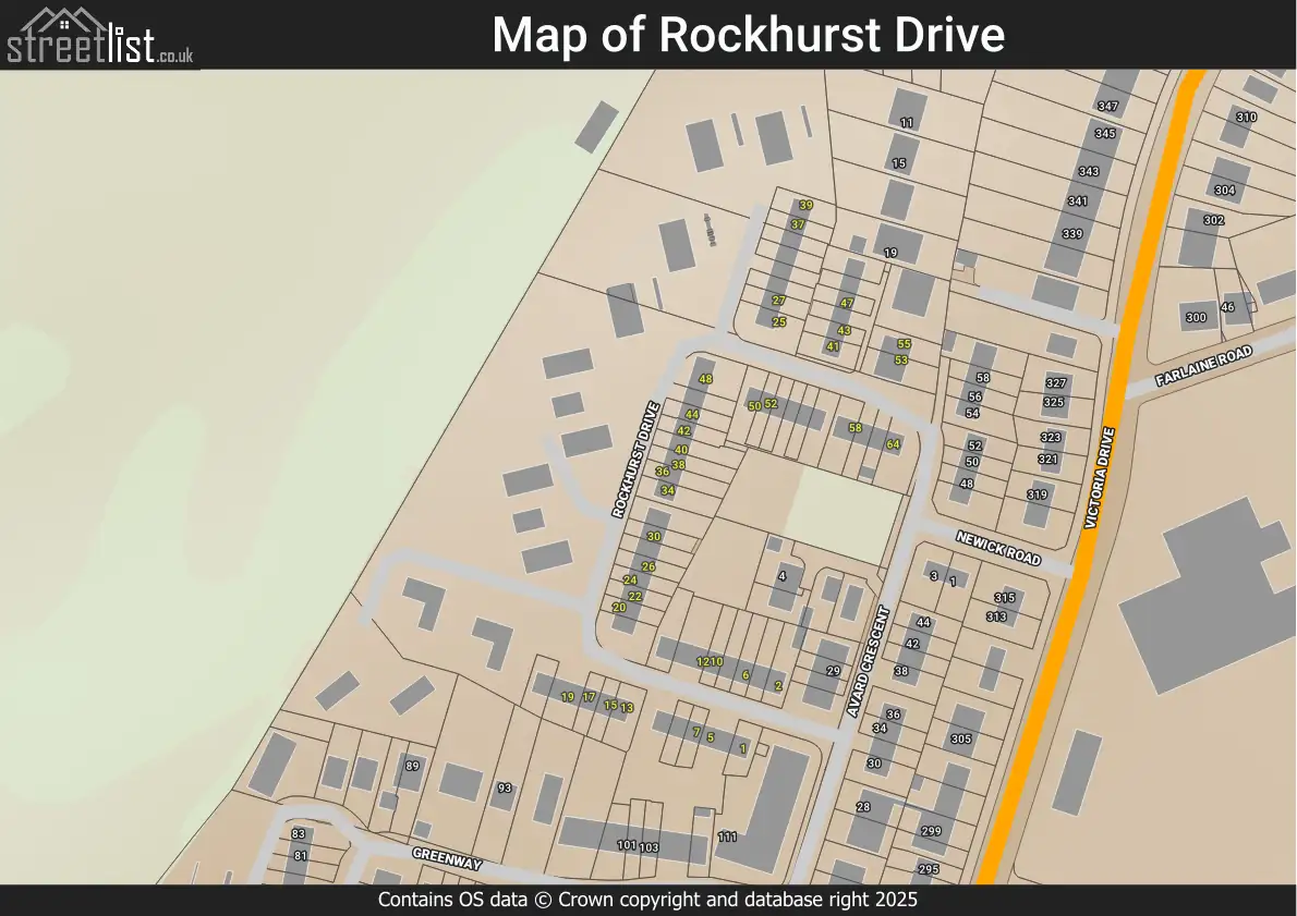 Rockhurst Drive in Eastbourne, Downside, East Sussex - maps, house ...