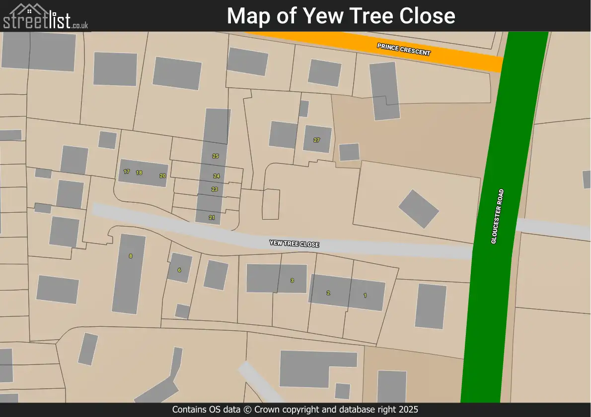 Yew Tree Close in Corse, Gloucestershire - maps, house prices & crime ...