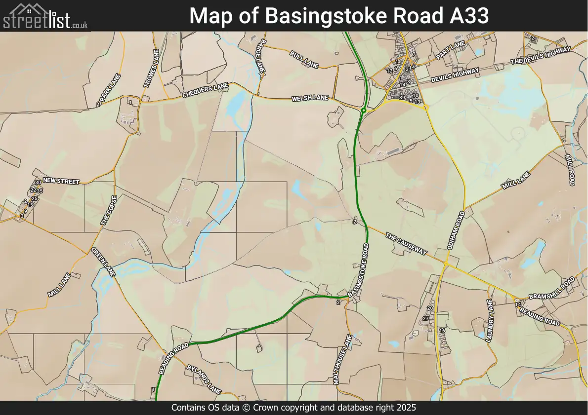Basingstoke Road A33 in Heckfield, Hook, Hampshire