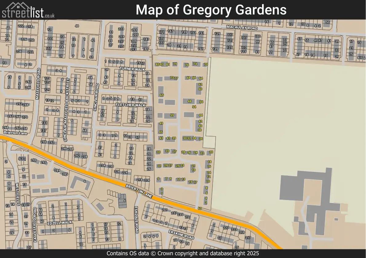 Gregory Gardens, Hartlepool, Durham | Street map, property and local ...