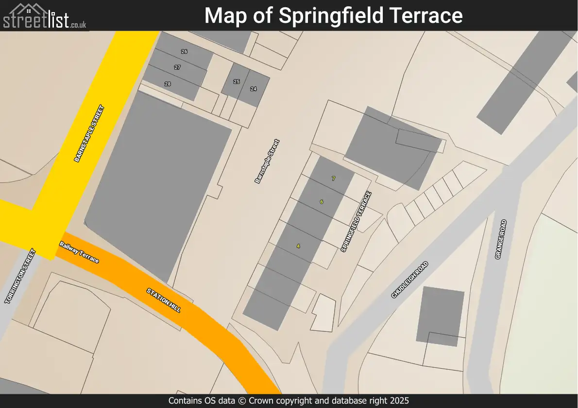 Springfield Terrace, Bideford, Devon | Street map, property and local ...