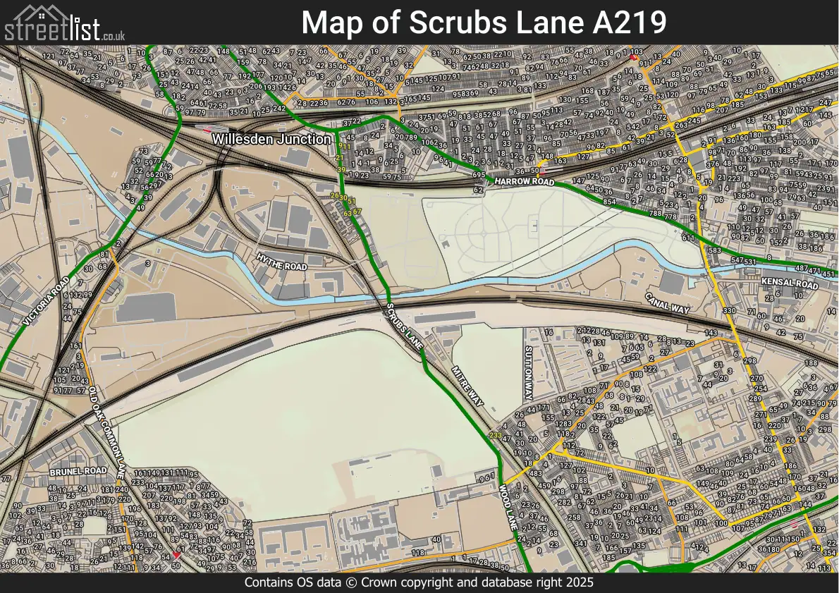 Scrubs Lane A219 in London, Greater London - maps, house prices & crime ...