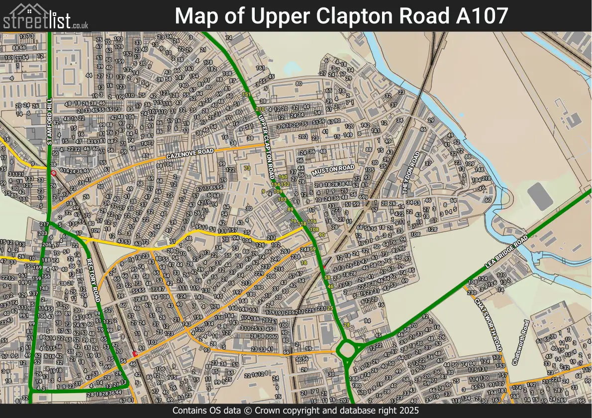 Upper Clapton Road A107 in London, Hackney, Greater London - maps ...