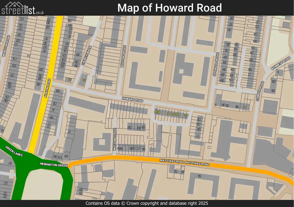 Howard Road, London, Hackney, Greater London | Street map, property and ...