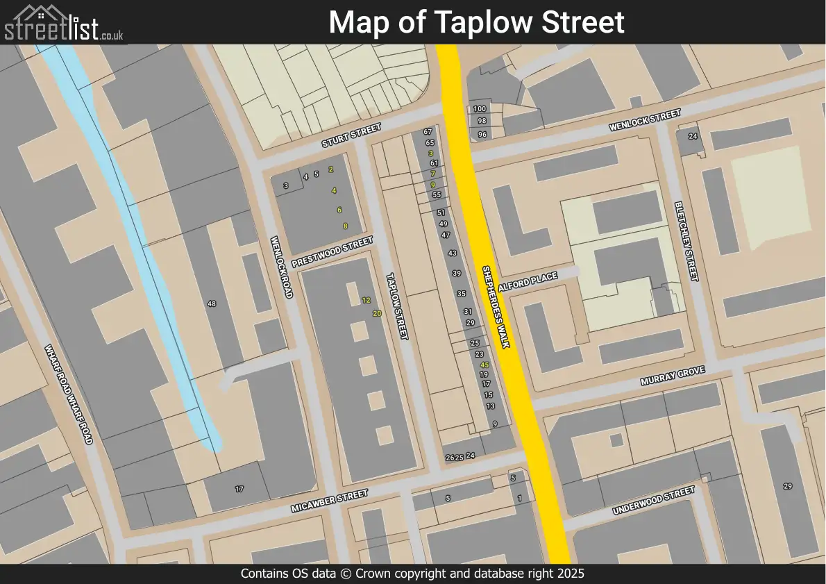 Taplow Street in London, Hackney, Greater London