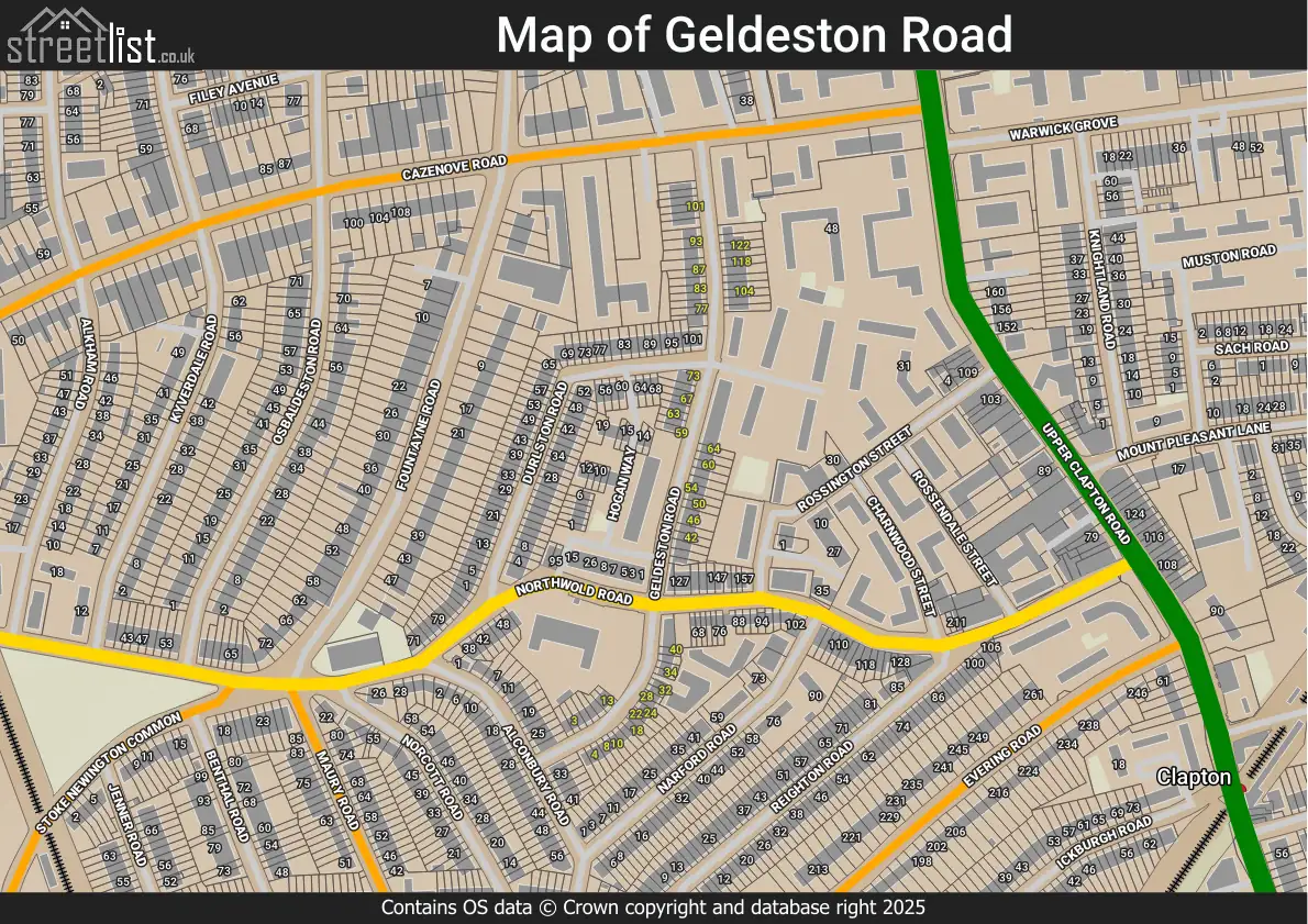Geldeston Road in London, Hackney, Greater London - maps, house prices ...