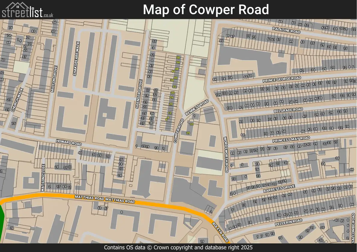 Cowper Road in London, Hackney, Greater London - maps, house prices ...